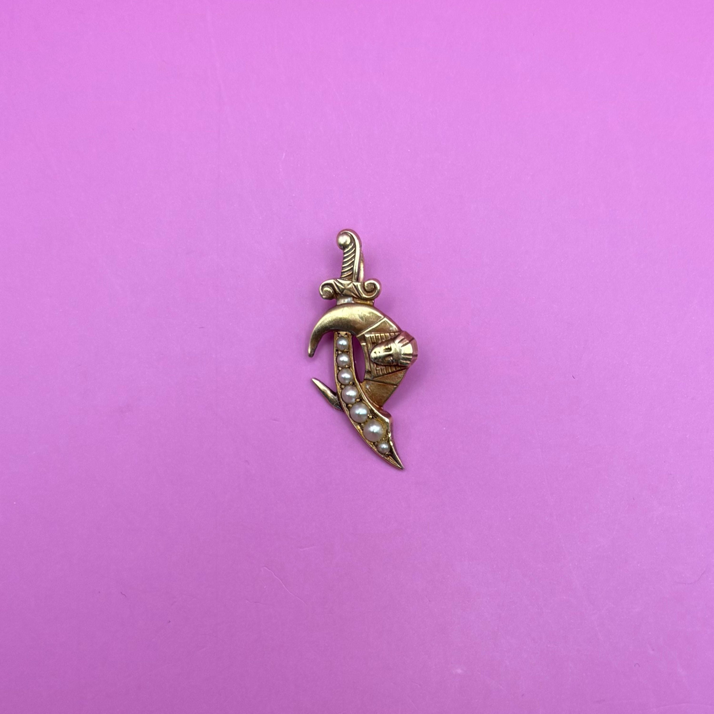 14k masonic dagger & moon brooch conversion charm – CNOJ